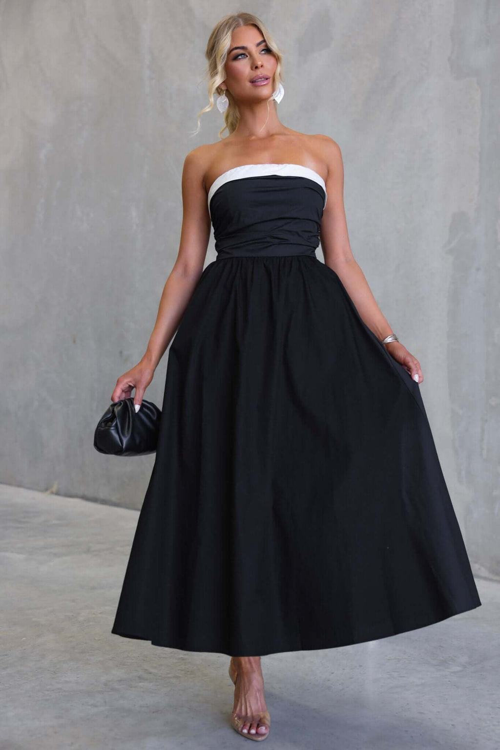 French Press Midi Dress - Elegant Strapless Style – Amaroso Boutique