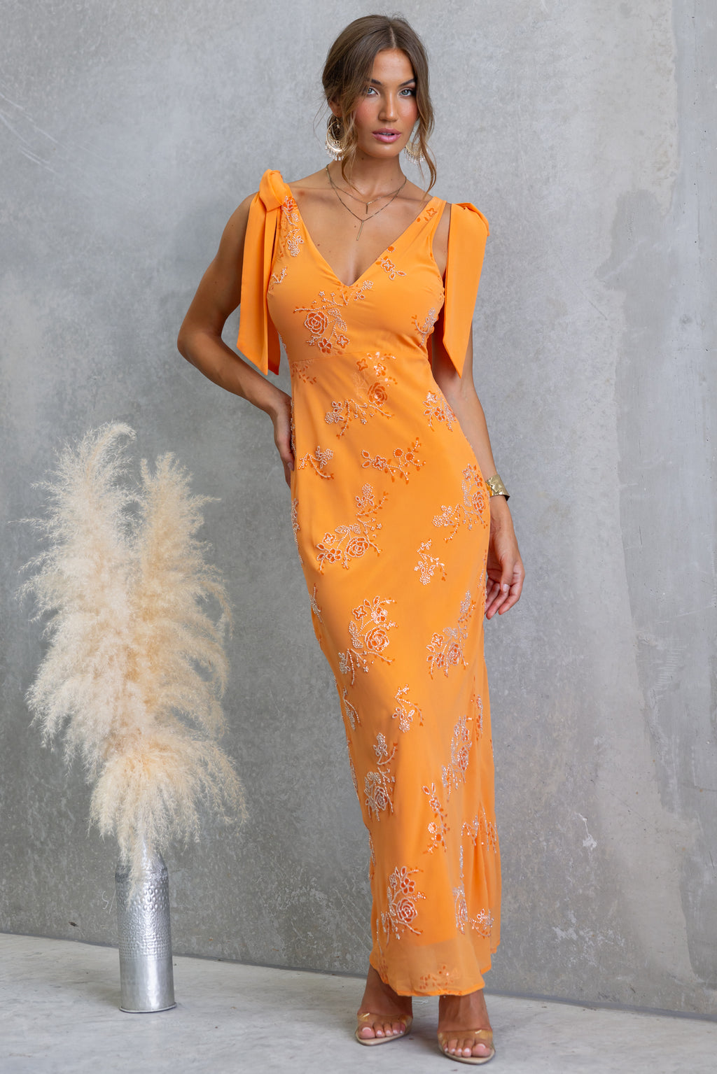 Elegant Parfait Maxi Dress - V-Neck & Embroidery – Amaroso Boutique