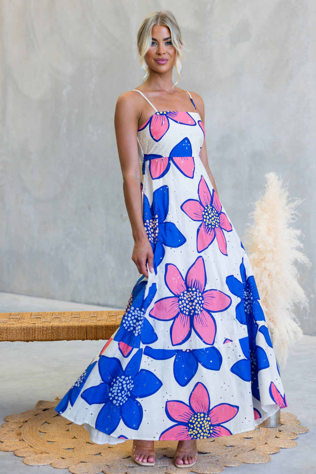 Lunovia Maxi Dress - Adjustable Straps & Cotton Comfort – Amaroso Boutique