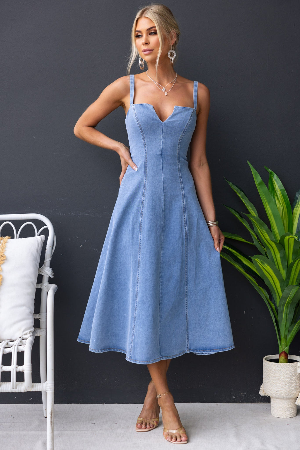 Eren Denim Midi Dress – Amaroso Boutique